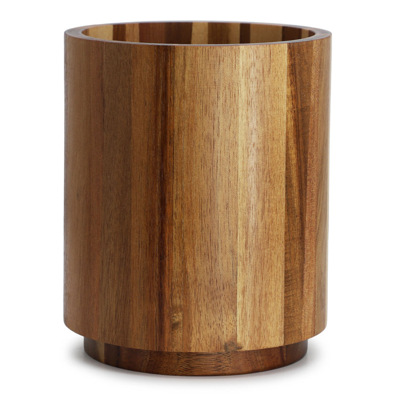 Millwood Pines Round Rotating Utensil Caddy in Acacia Wood | Wayfair
