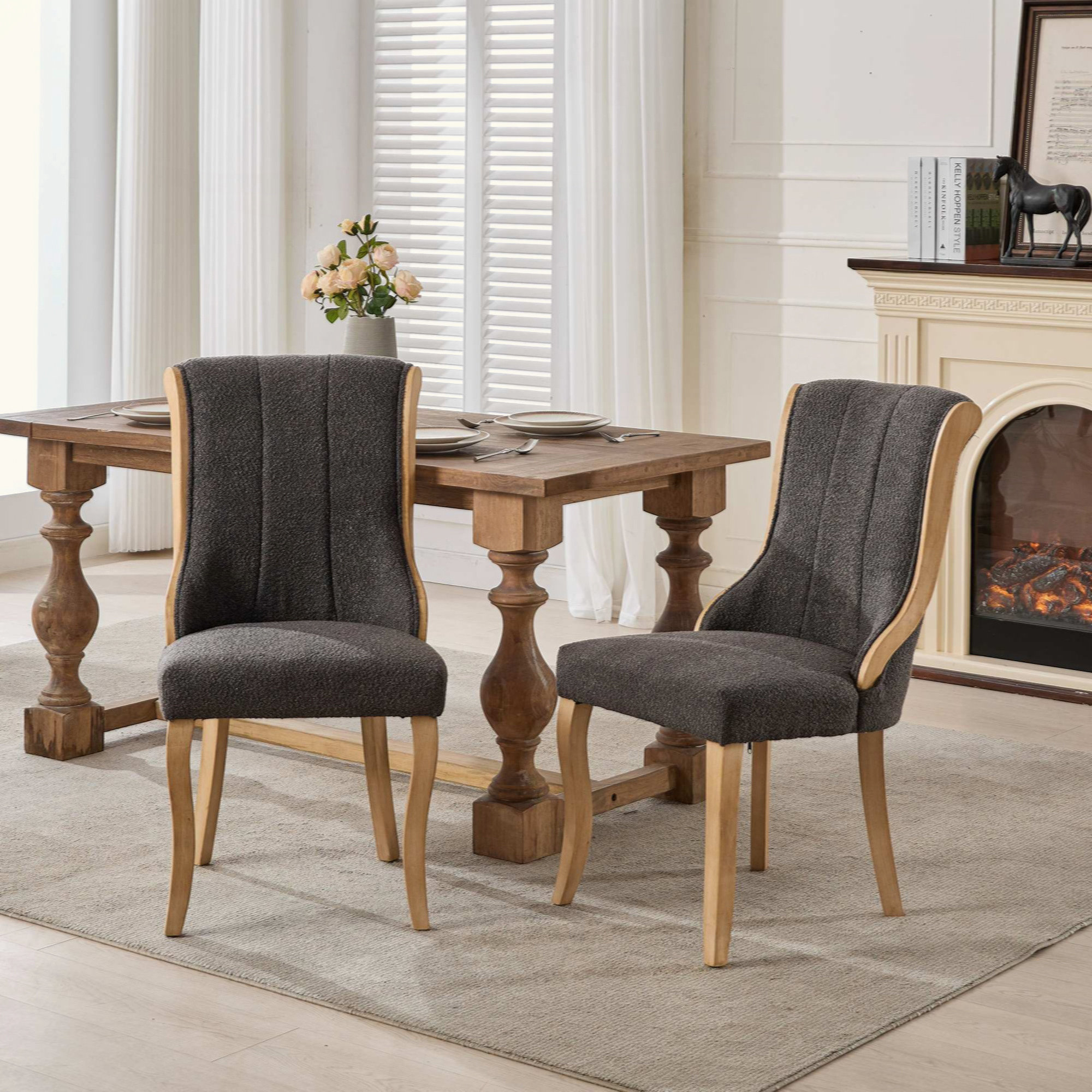 Corrigan Studio® Snow Velvet Dining Chairs, Mid-Century Style With ...