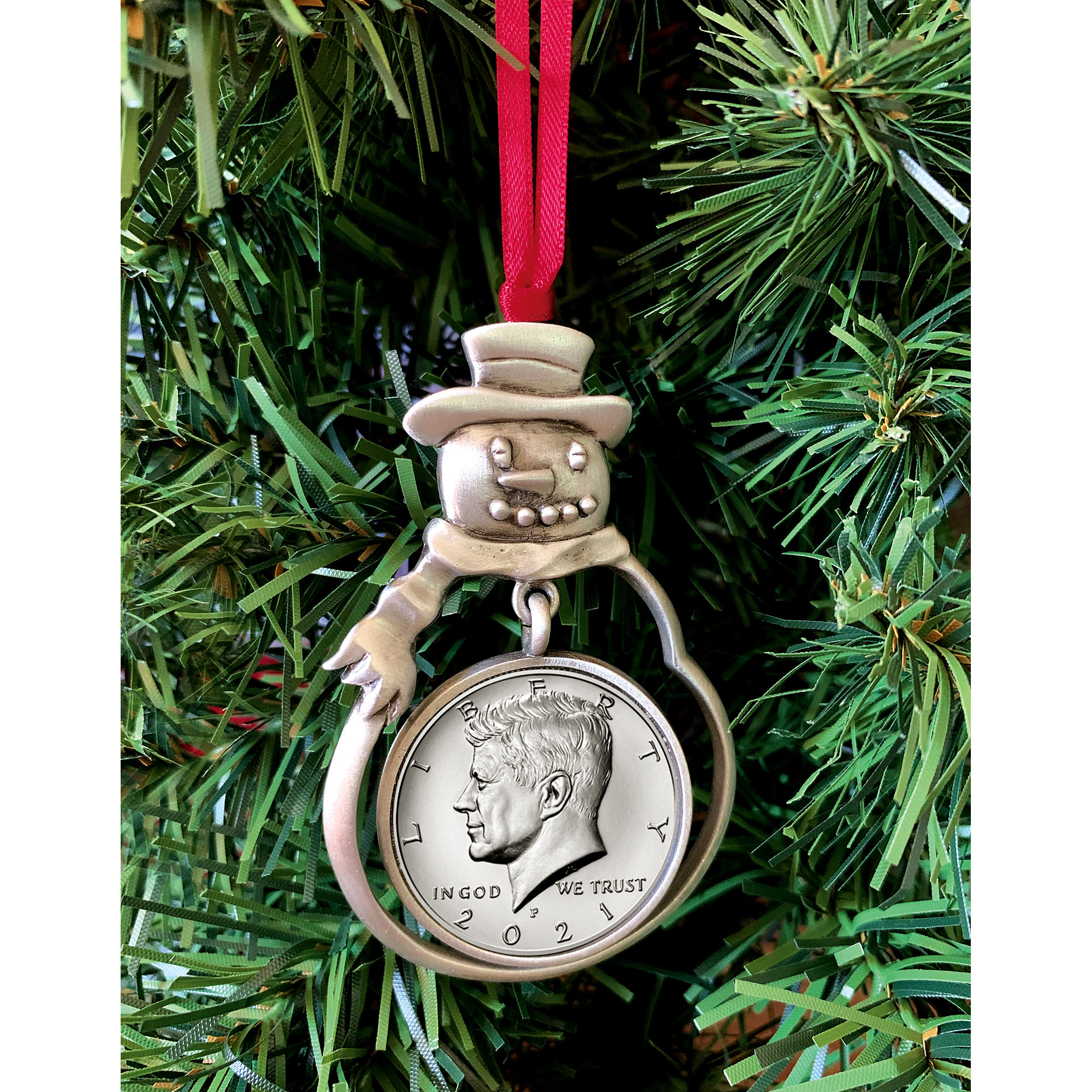The Holiday Aisle® 2021 JFK Half Dollar Snowman Coin Ornament | Wayfair