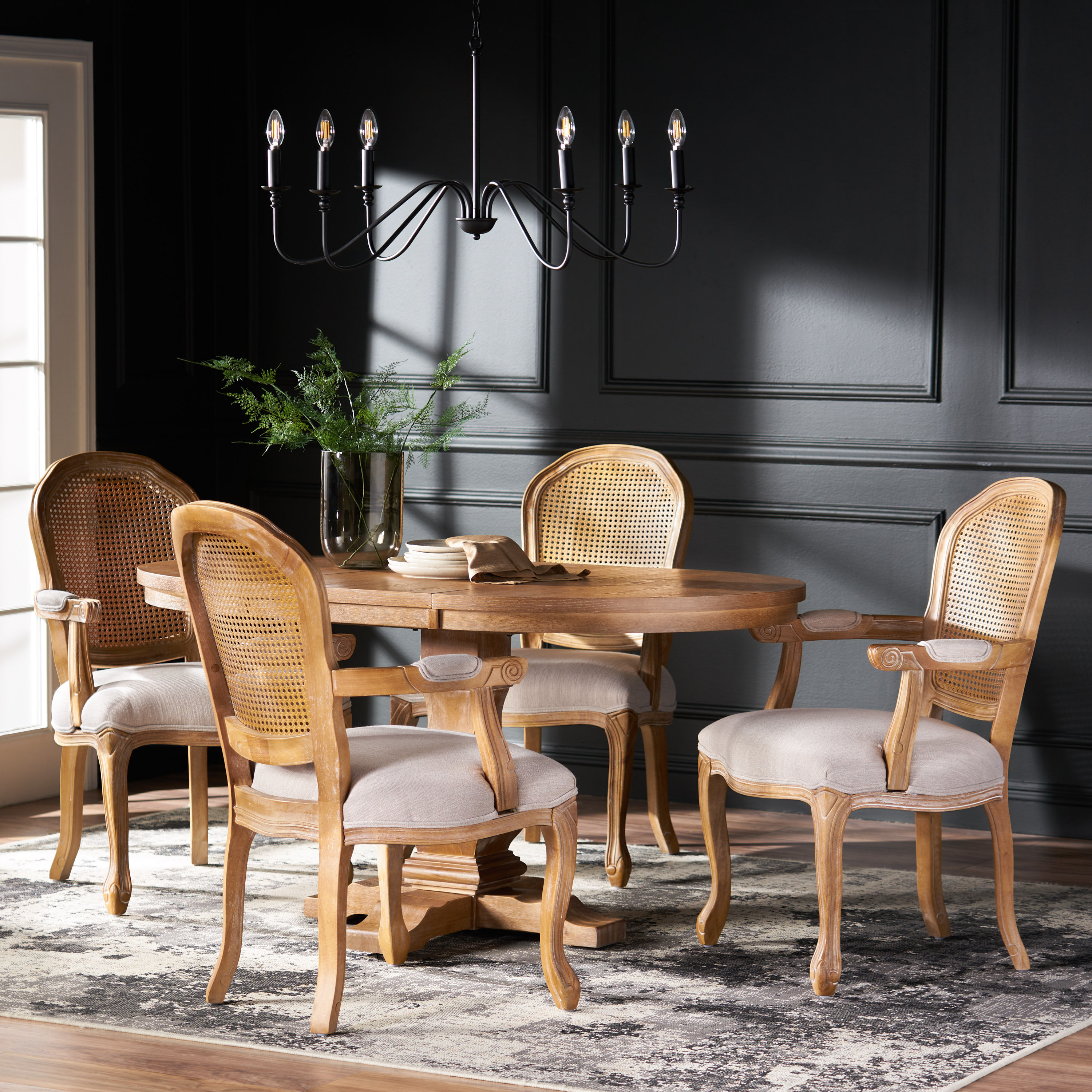 One Allium Way® Davisson Wood And Cane 5 Piece Dining Set | Wayfair