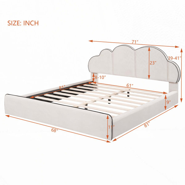 Mercer41 Cloud-shaped Headboard Upholstered Platform Bed | Wayfair