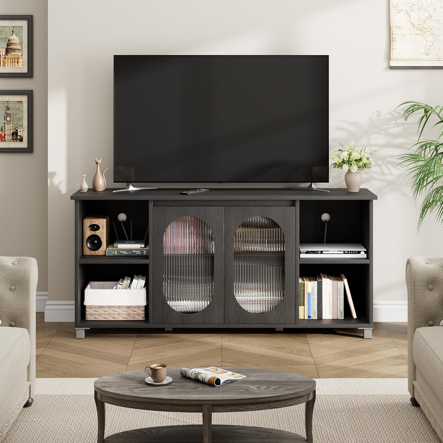 Ebern Designs Modern TV Stand For 65 Inch, Entertainment Center With ...