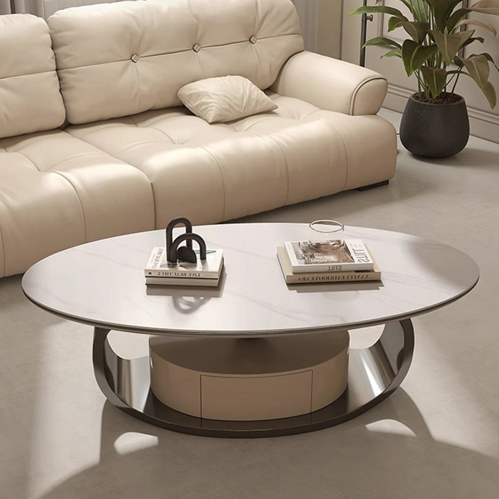 Bkoksety Simple rock slab top oval high-end tea table | Wayfair