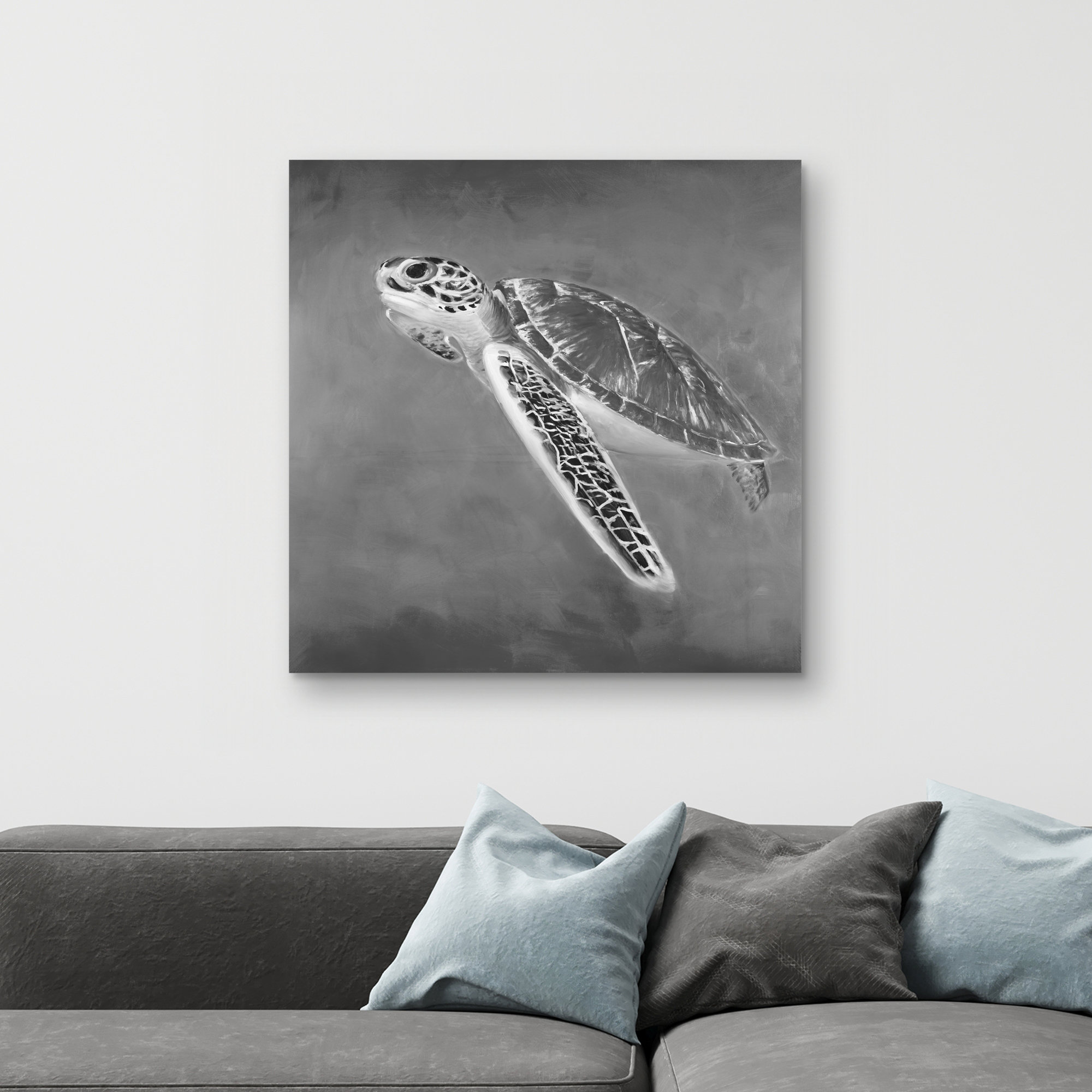 Begin Edition International Inc. Grayscale sea turtle - 32"x32" art on ...