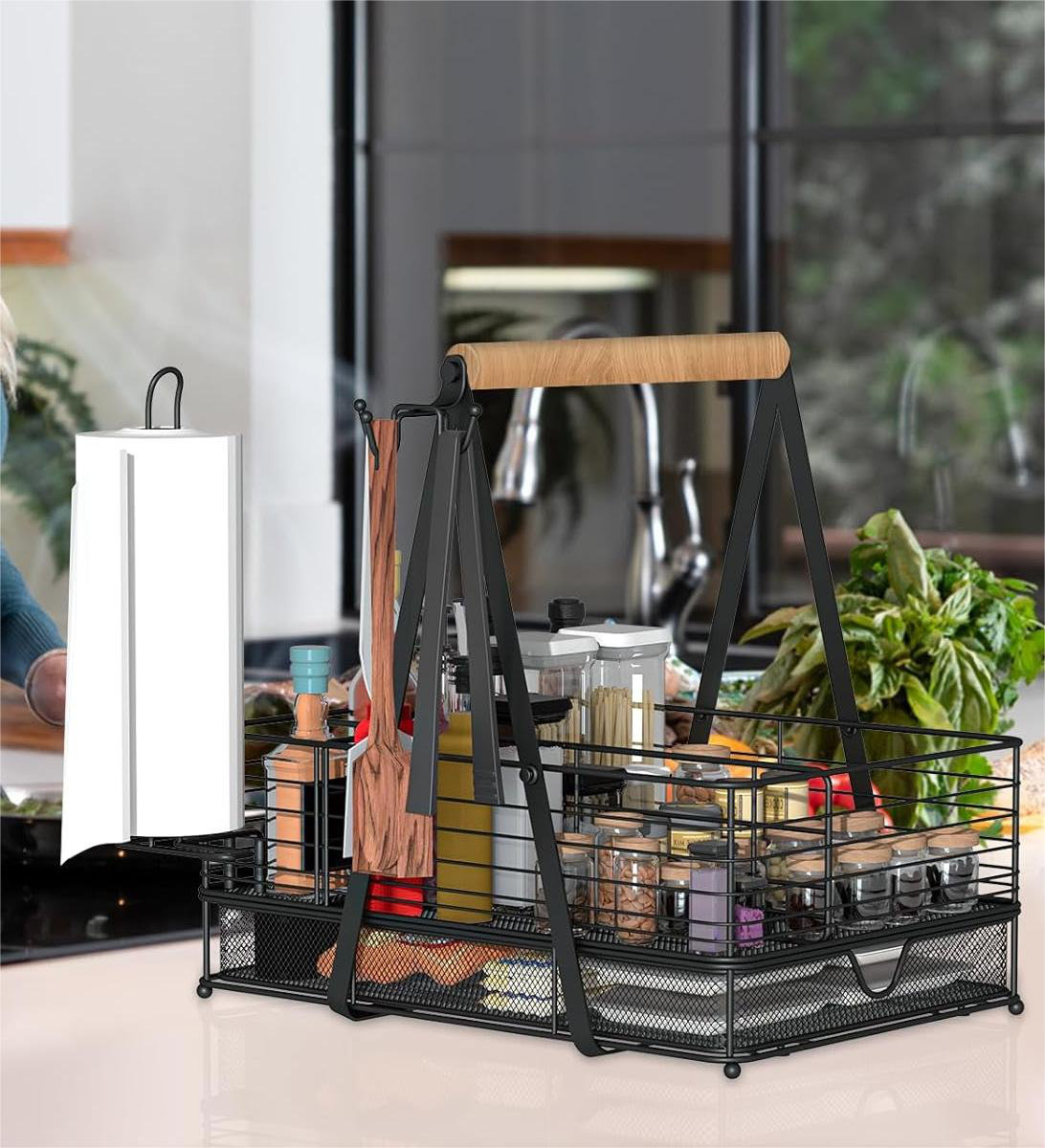 Arlmont & Co. Grill Caddy For Outdoor Grill, Picnic Caddy And Grill ...