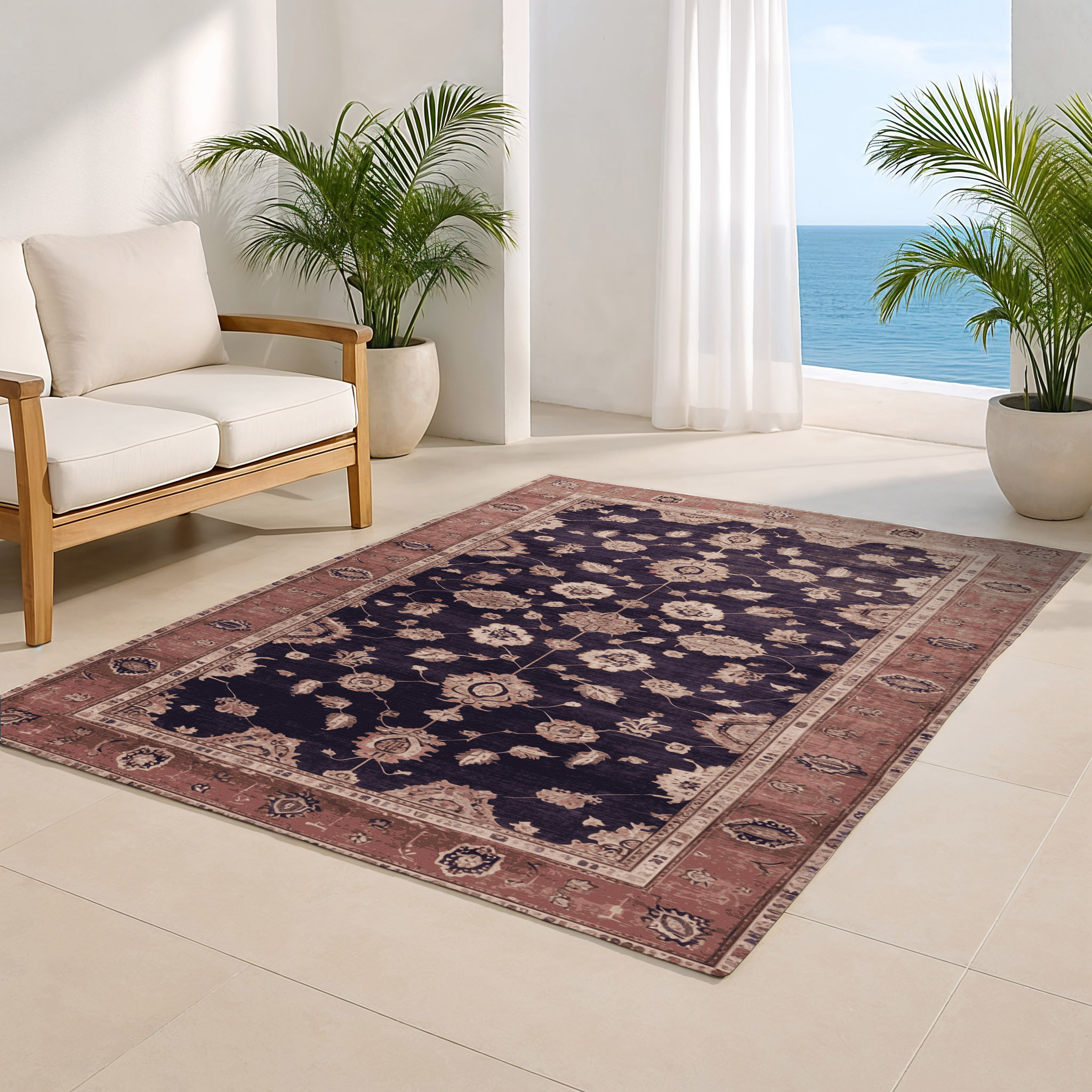 East Urban Home Overdyed Purple Indoor and Outdoor Area Rug | Wayfair