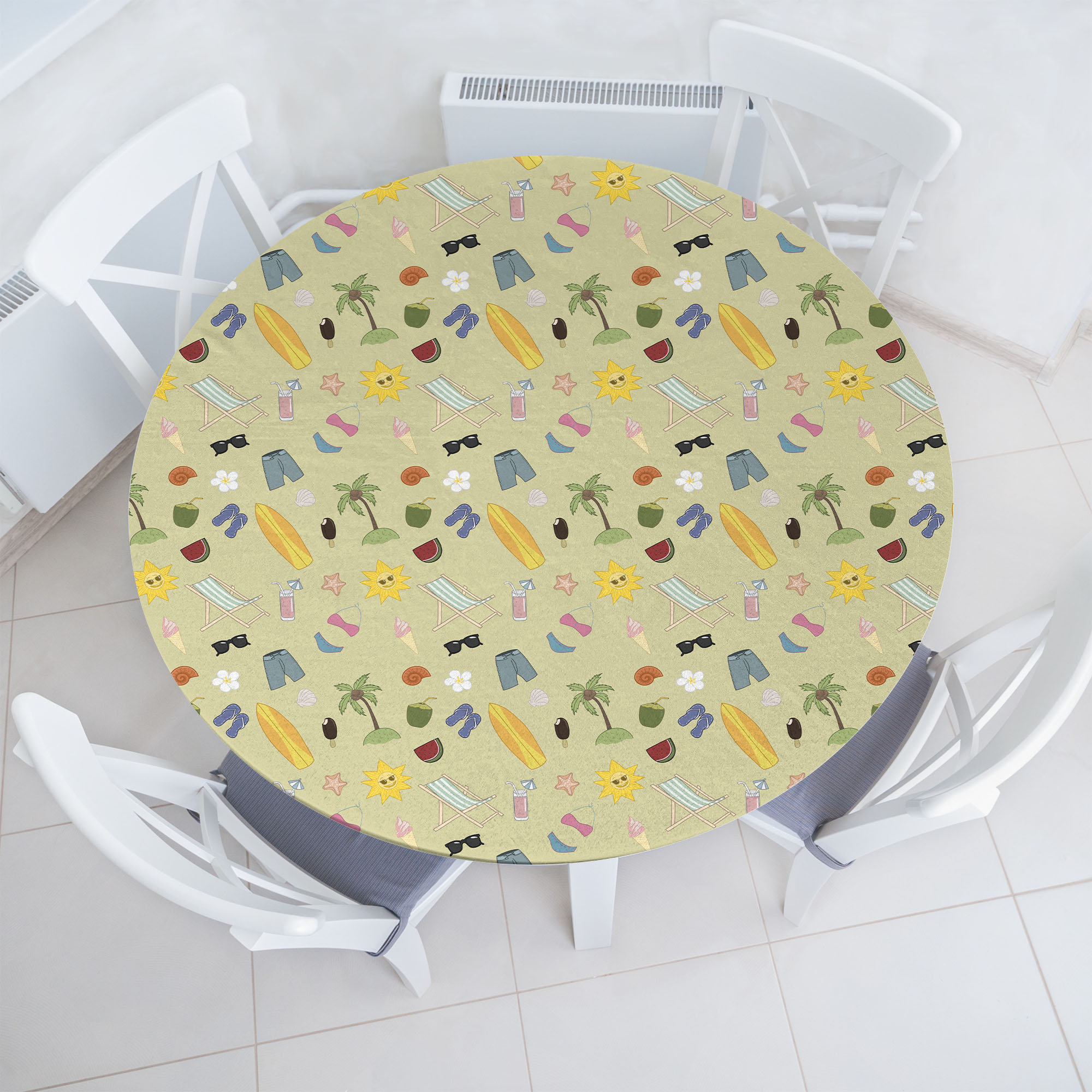 Winston Porter Summer Fitted Round Tablecloth Diameter Multicolor | Wayfair