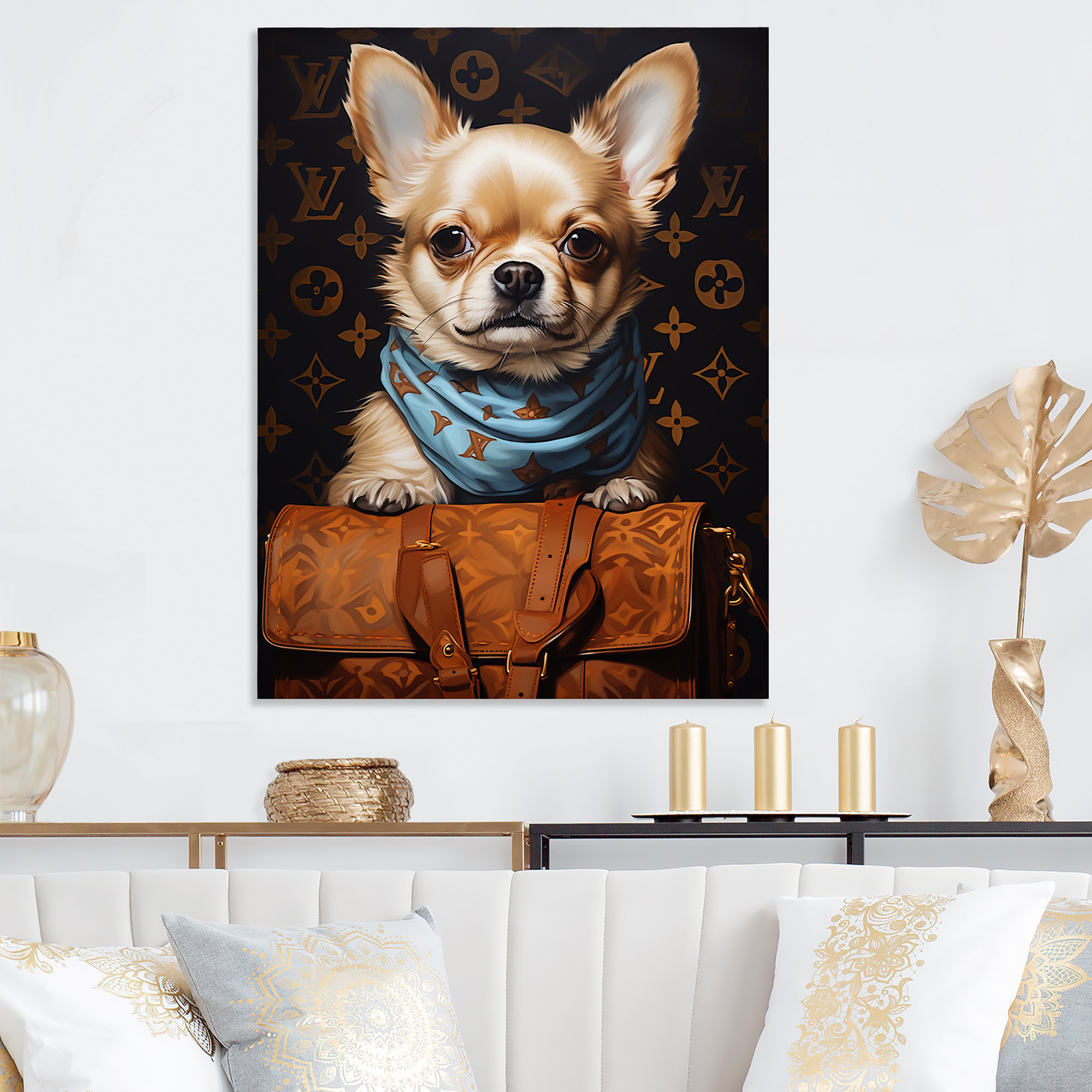 Trinx Boston Terrier Glam With Fashion Bag II - Dog Glam Metal Wall Art ...
