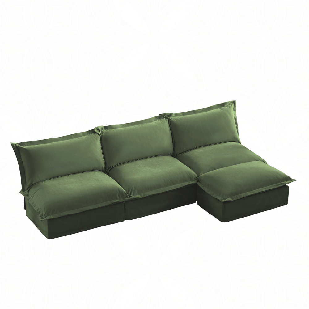 Latitude Run® Slipcovered Modular Armless Sectional Sofa with Removable ...