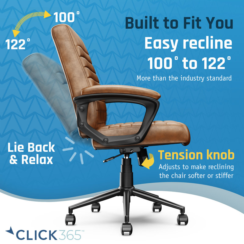 Click365 Transform 3.0 Ergonomic Mid Back Channel Stitching Desk Chair ...