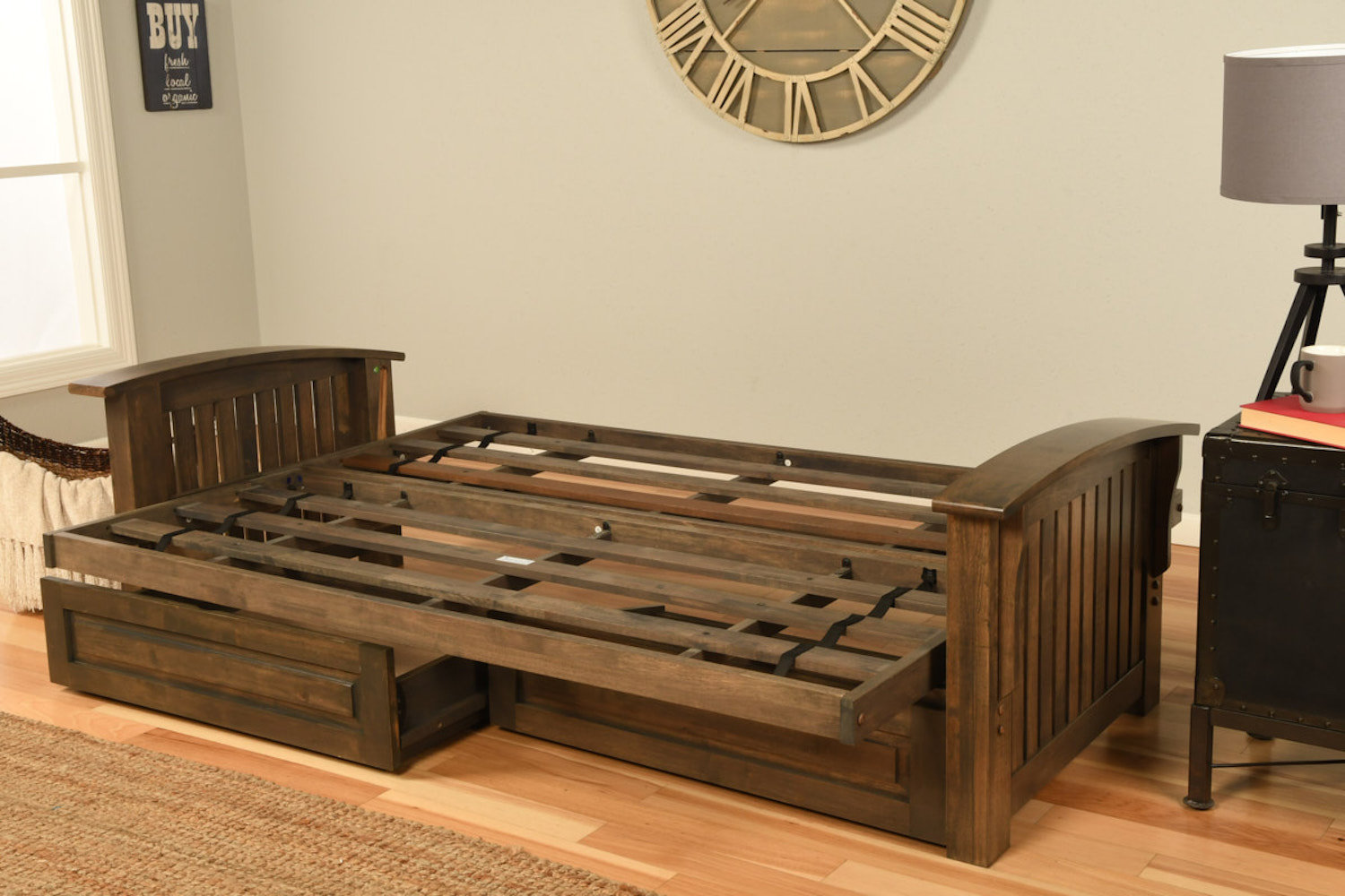 The Twillery Co.® Stratford Futon Frame and Storage Drawers, Mattress ...