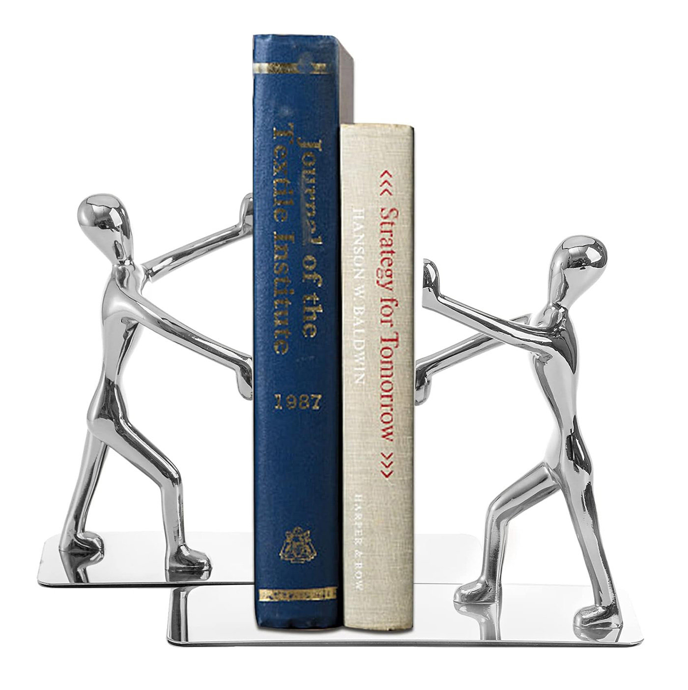 Orren Ellis Heavy Duty Silver Stainless Steel Man Bookends - Nonskid ...