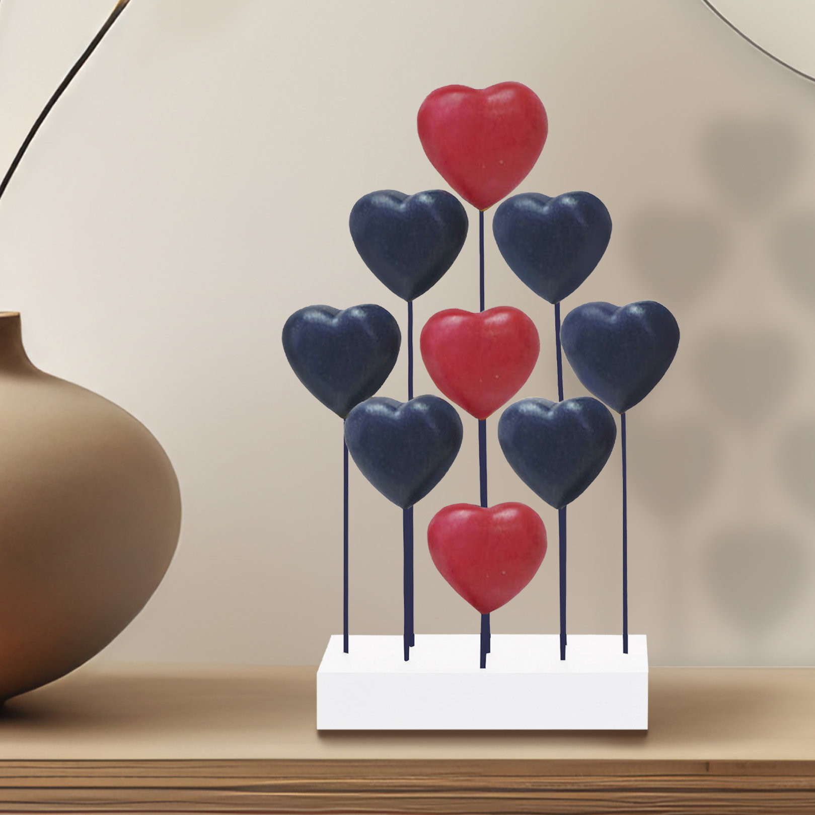 Red Barrel Studio® Herewardus Handmade Sculpture of Multiple Hearts for ...