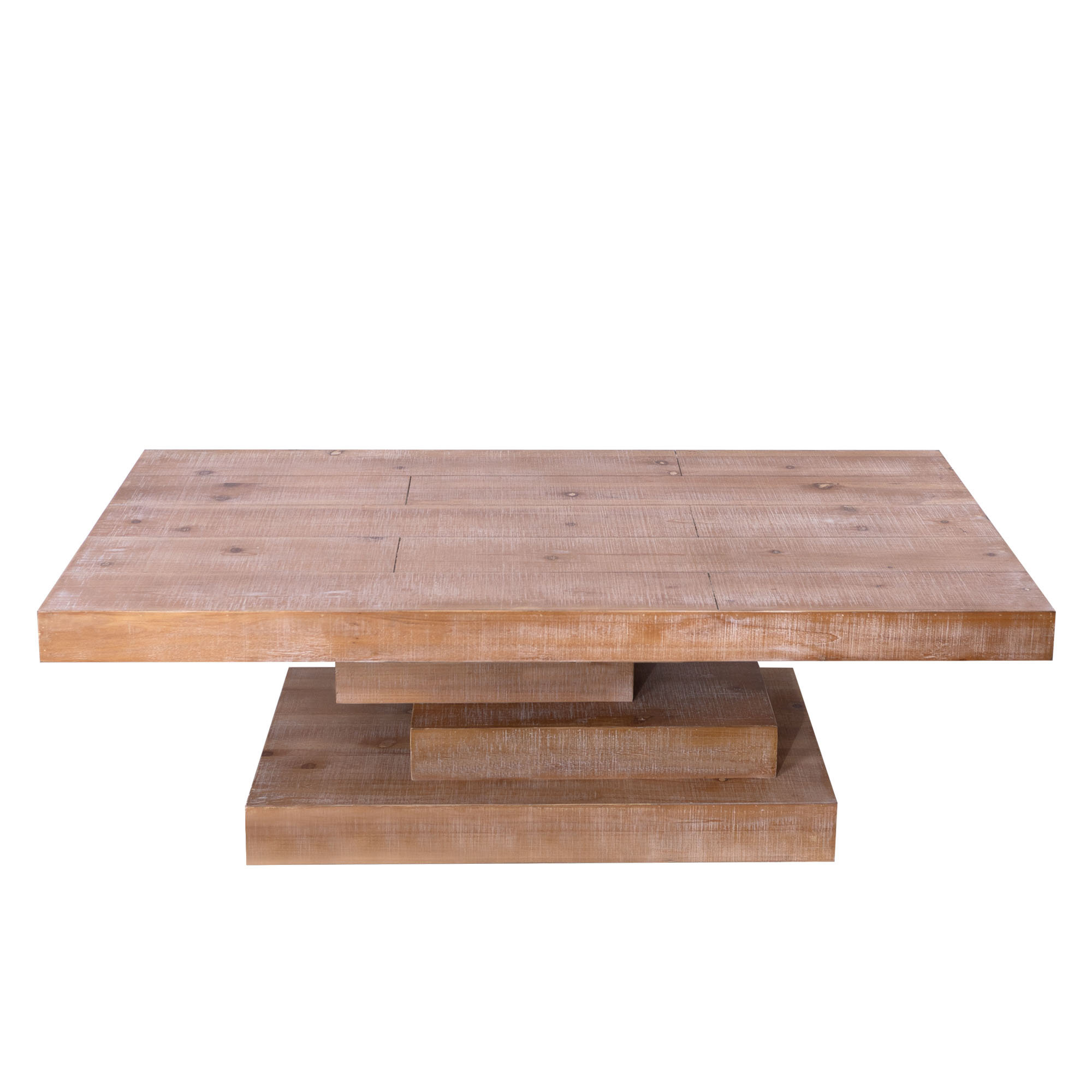 Loon Peak® Wooden Block Base Coffee Table, Rectangular Farmhouse Style ...