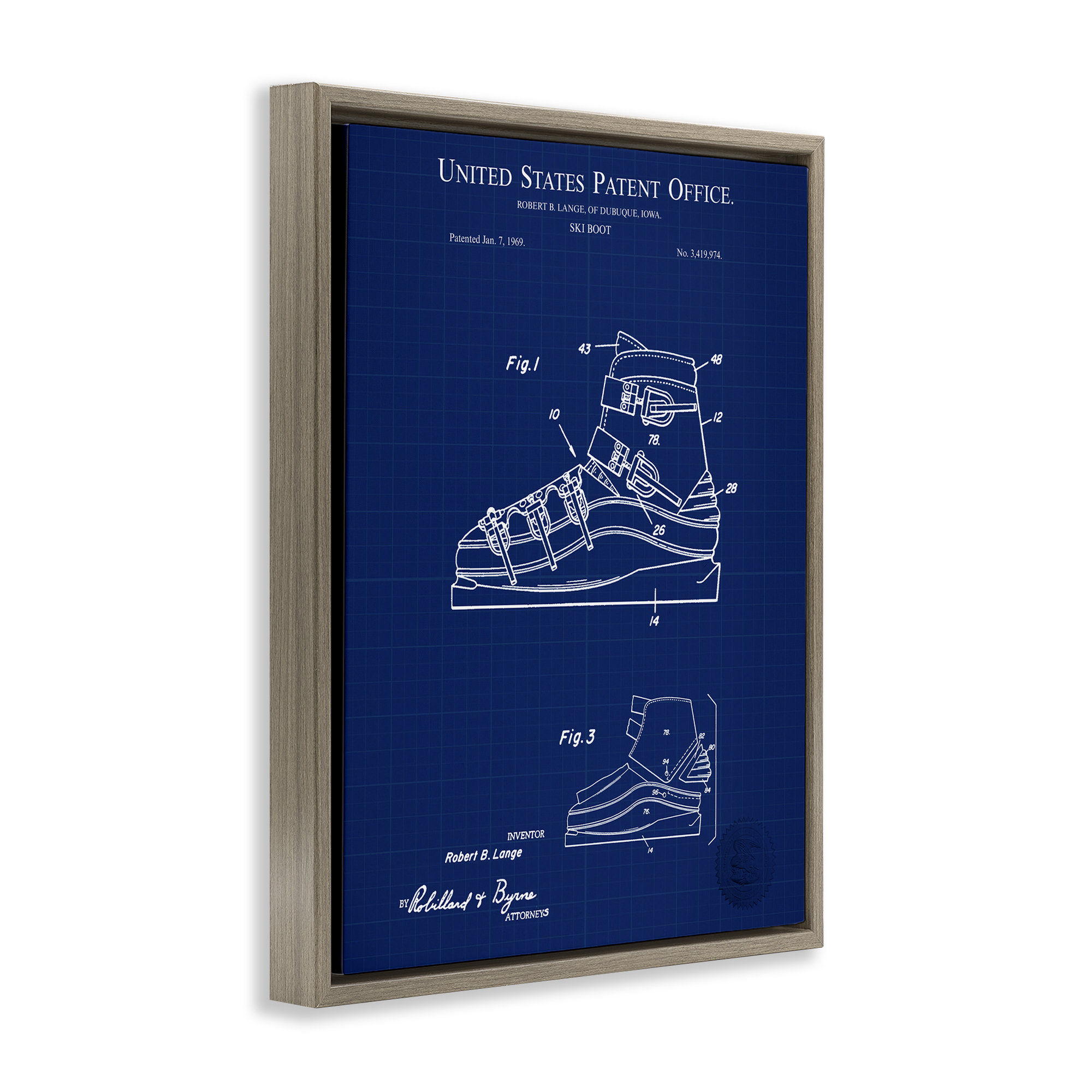 17 Stories Ski Boot Blueprint Framed Floater Canvas Wall Art by Karl ...