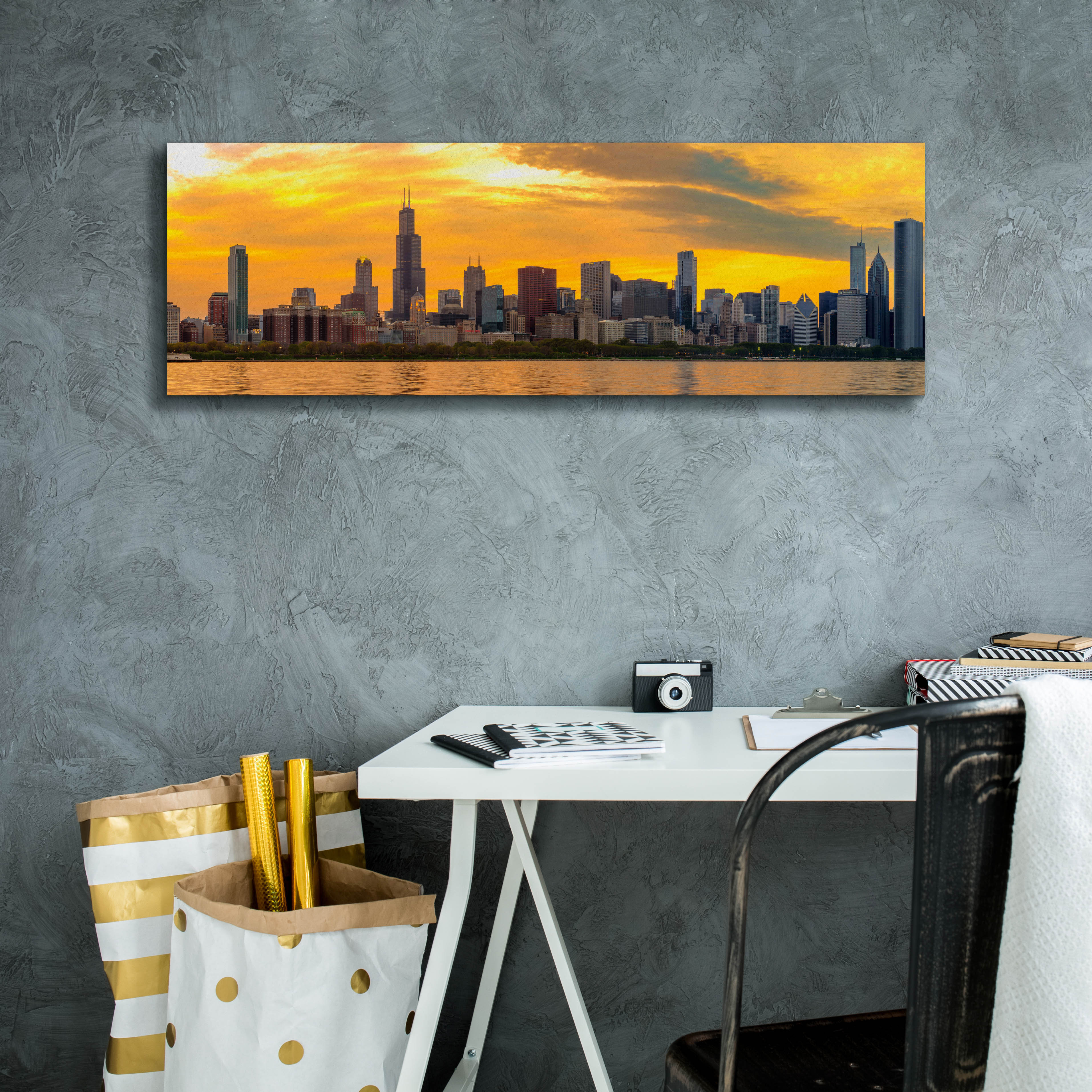 Latitude Run® 'Chicago - Golden Sunset Panorama' Canvas Wal Art | Wayfair