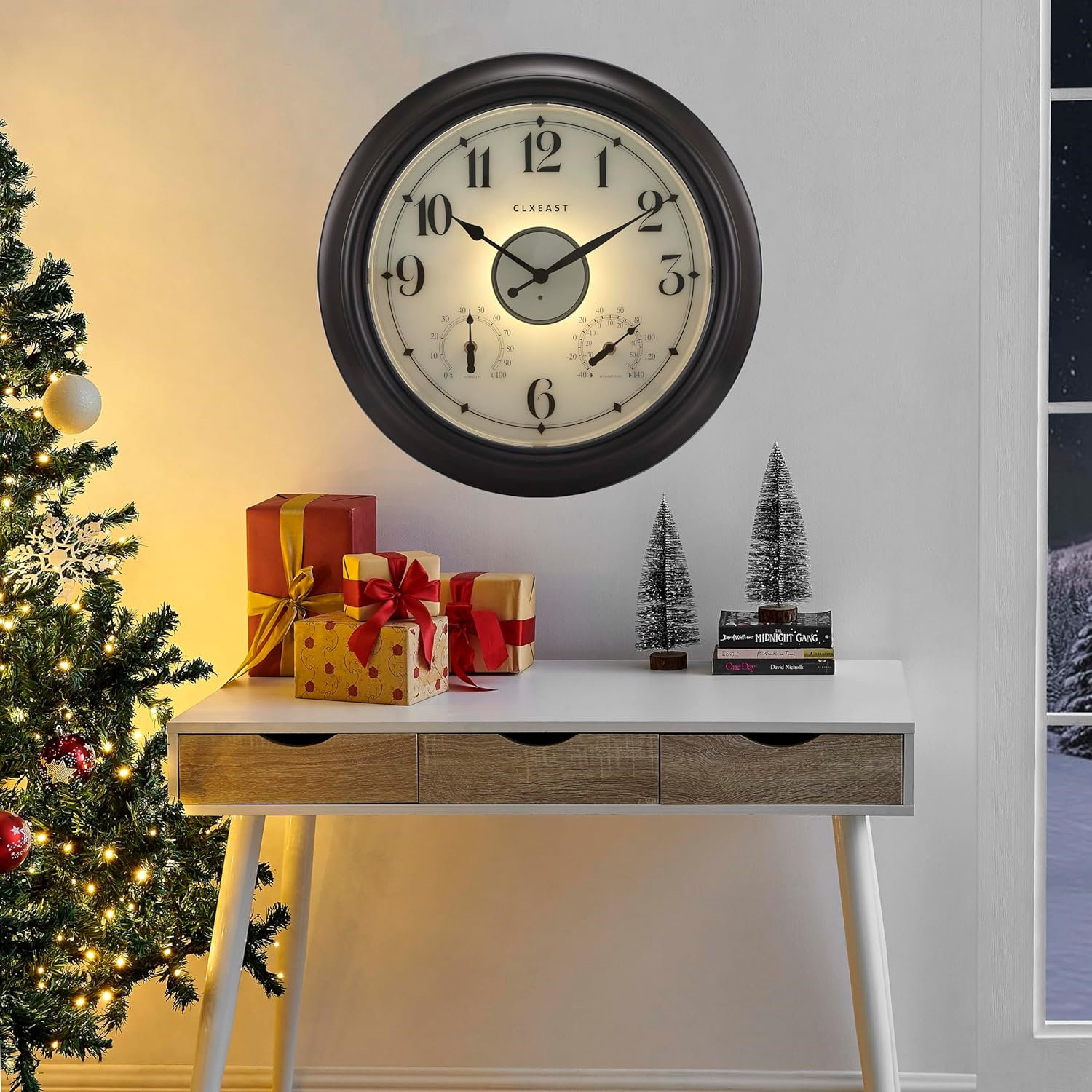 17 Stories Indoor Outdoor Clocks Waterproof 18 Inch With Smart Sensor ...