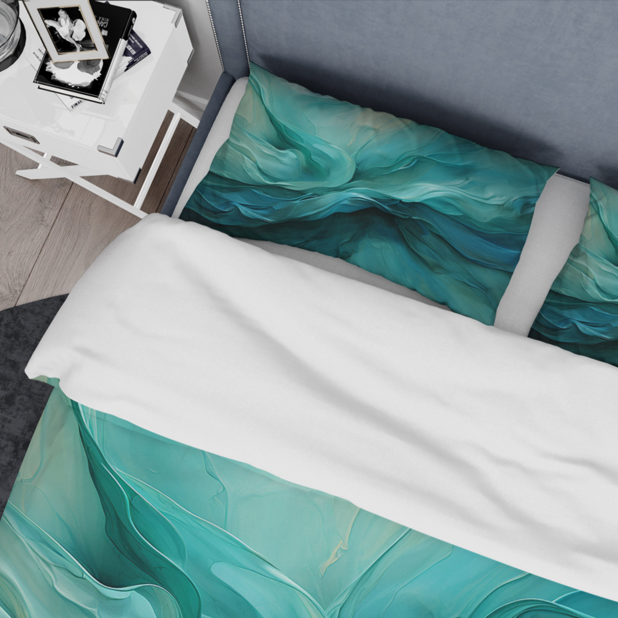 Design Art Turquoise Tranquility V - Abstract Landscapes Duvet Cover ...