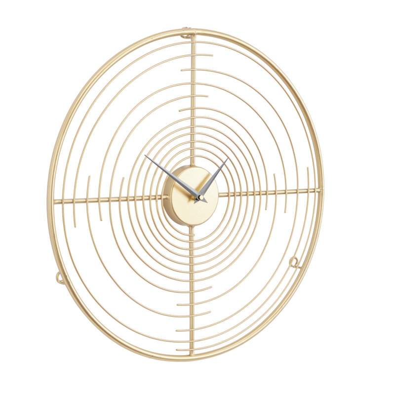 Everly Quinn Metal Open Frame Swirl Decorative Gold Wall Clock ...