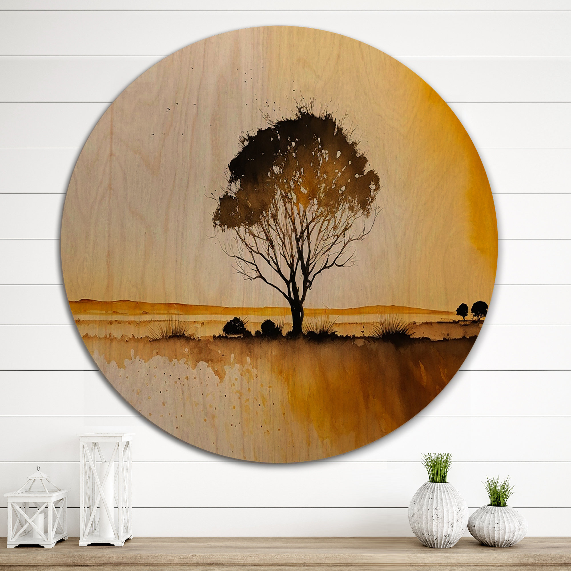 Red Barrel Studio® Golden Hour Tree in the Countryside IV - Landscape ...