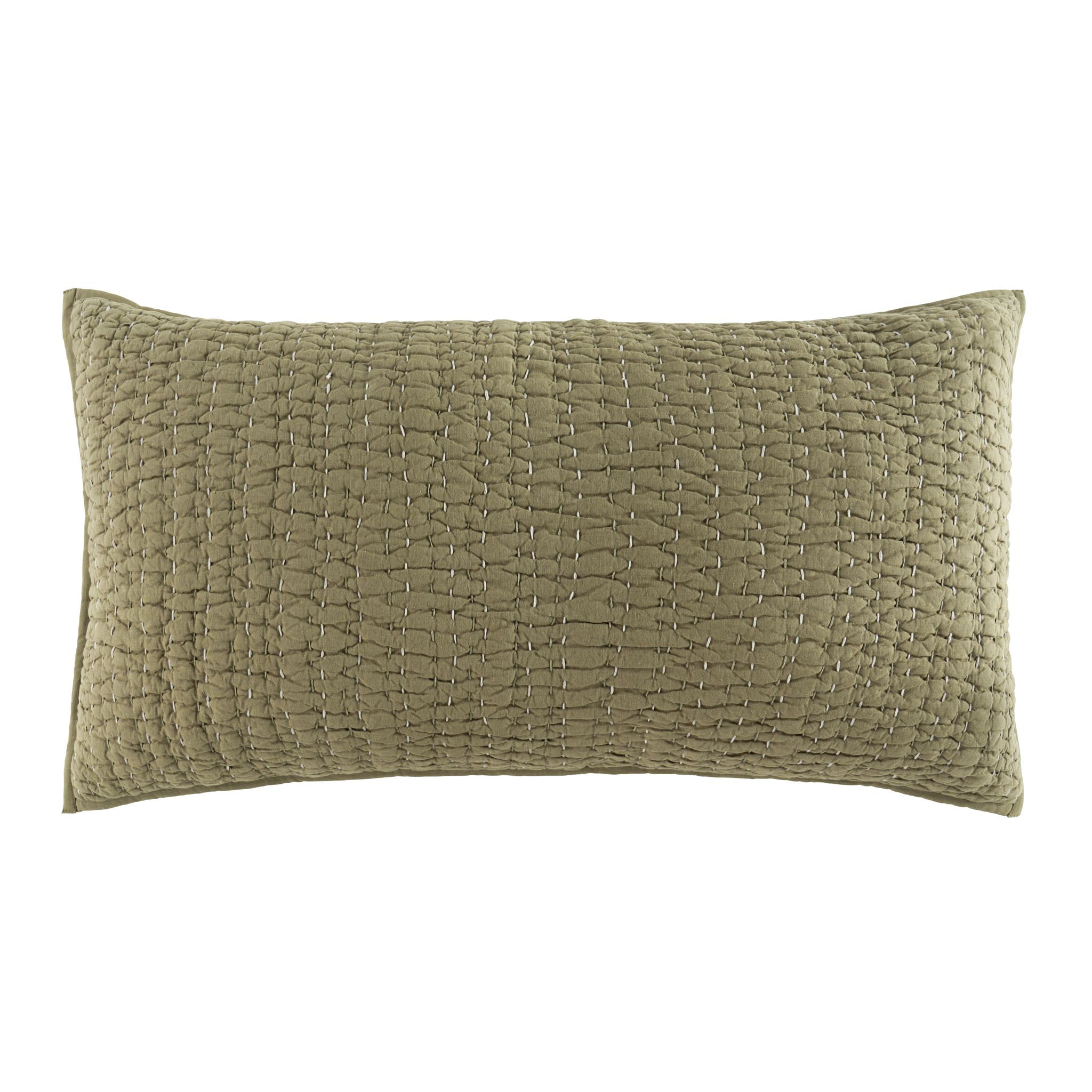 Pine Cone Hill Deepali Kantha Olive Quilted Sham | Perigold