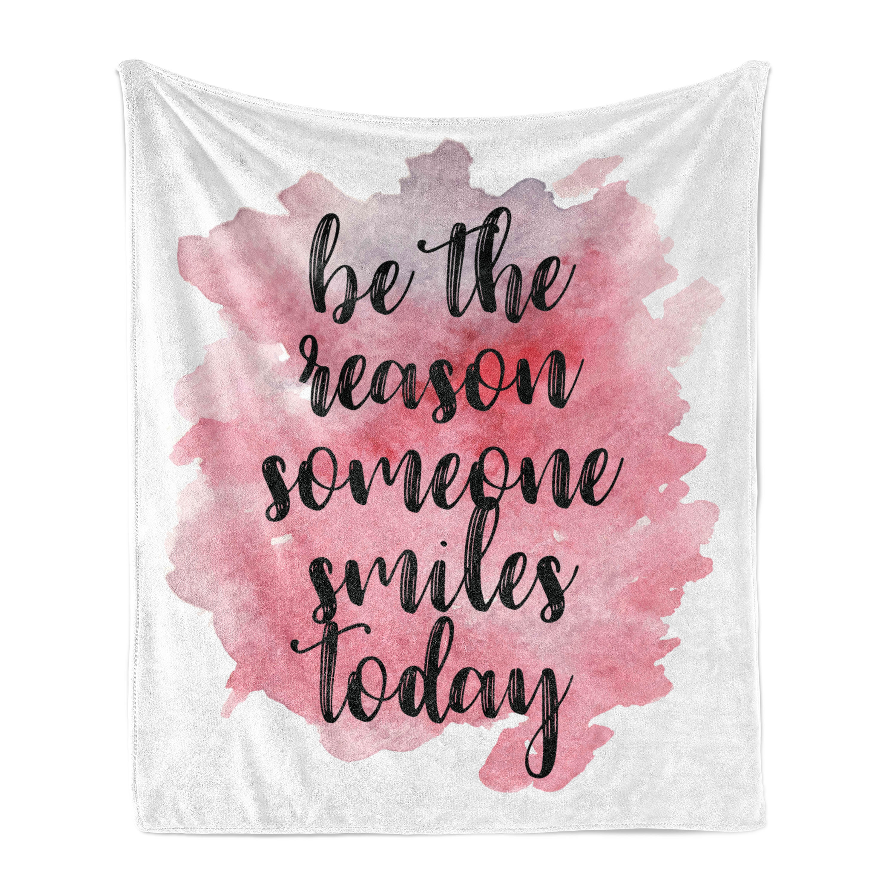Ambesonne Saying Fleece Throw Blanket Calligraphy Watercolors Pink ...