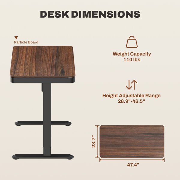 Inbox Zero Home Office Height Adjustable Standing Desk with Drawer ...