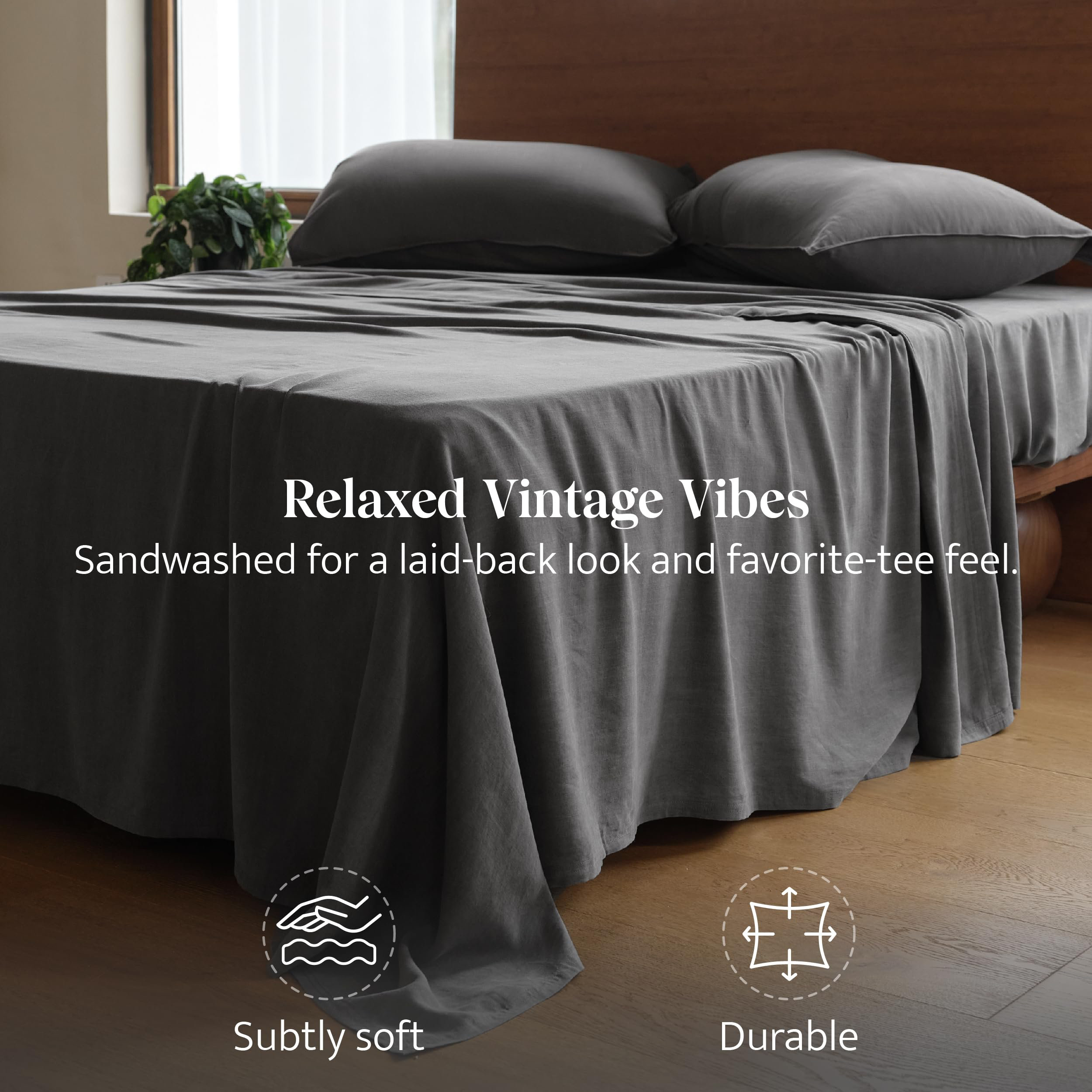 Bedsure Double Stitch European Flax Linen Sheets Set - 4 PC Bed Sheets ...