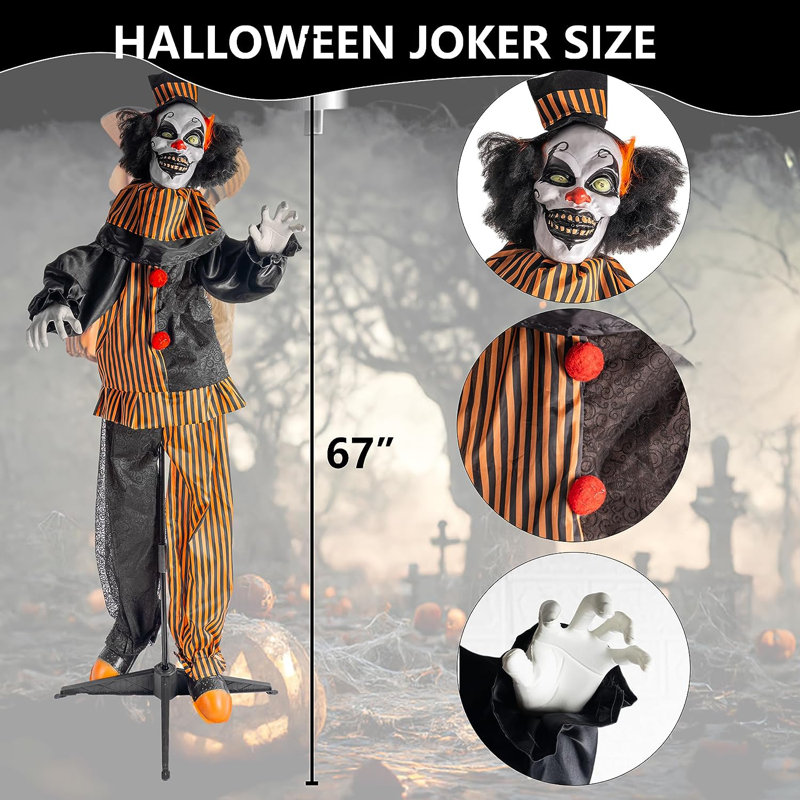 The Holiday Aisle® Halloween Outdoor Standing Clown Decoration, Life ...