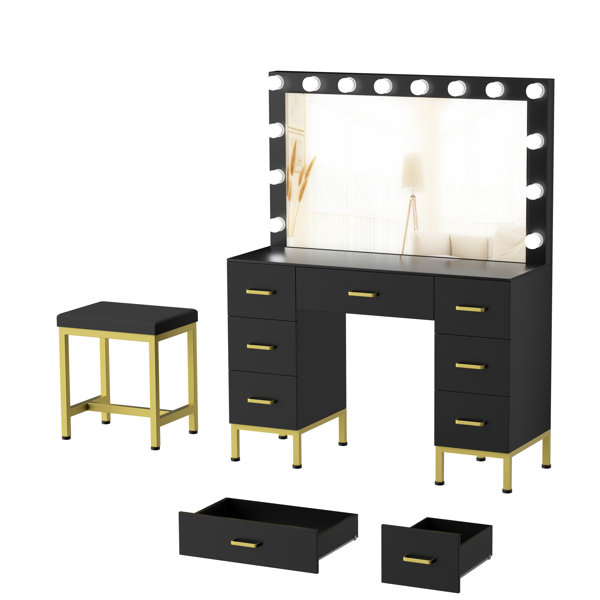 Everly Quinn Marquavious 43.3" Large Makeup Vanity "& Reviews" | Wayfair