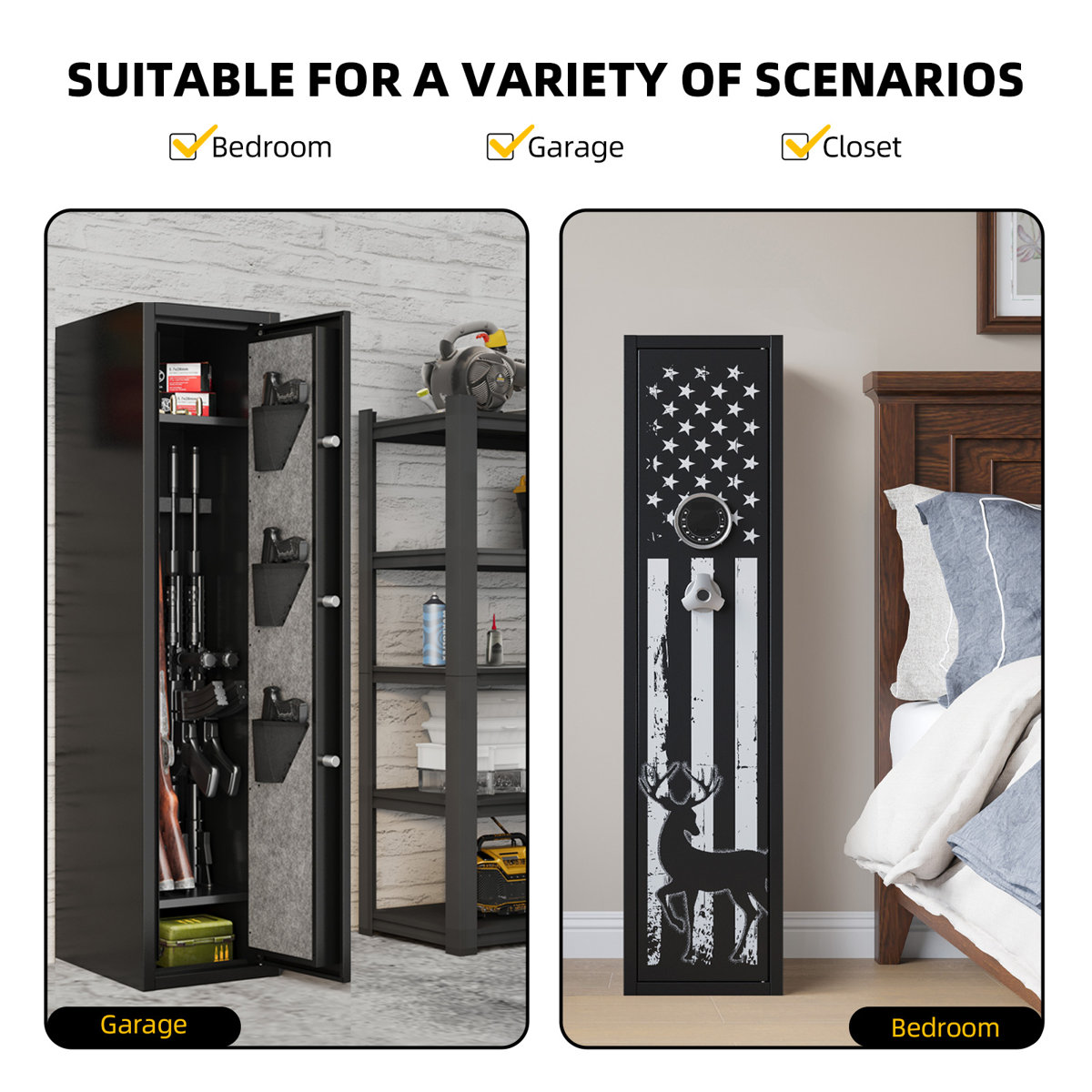 KAER 6 Gun Safe for Rifles and Pistols, Large Gunsafe Cabinet Rifle ...