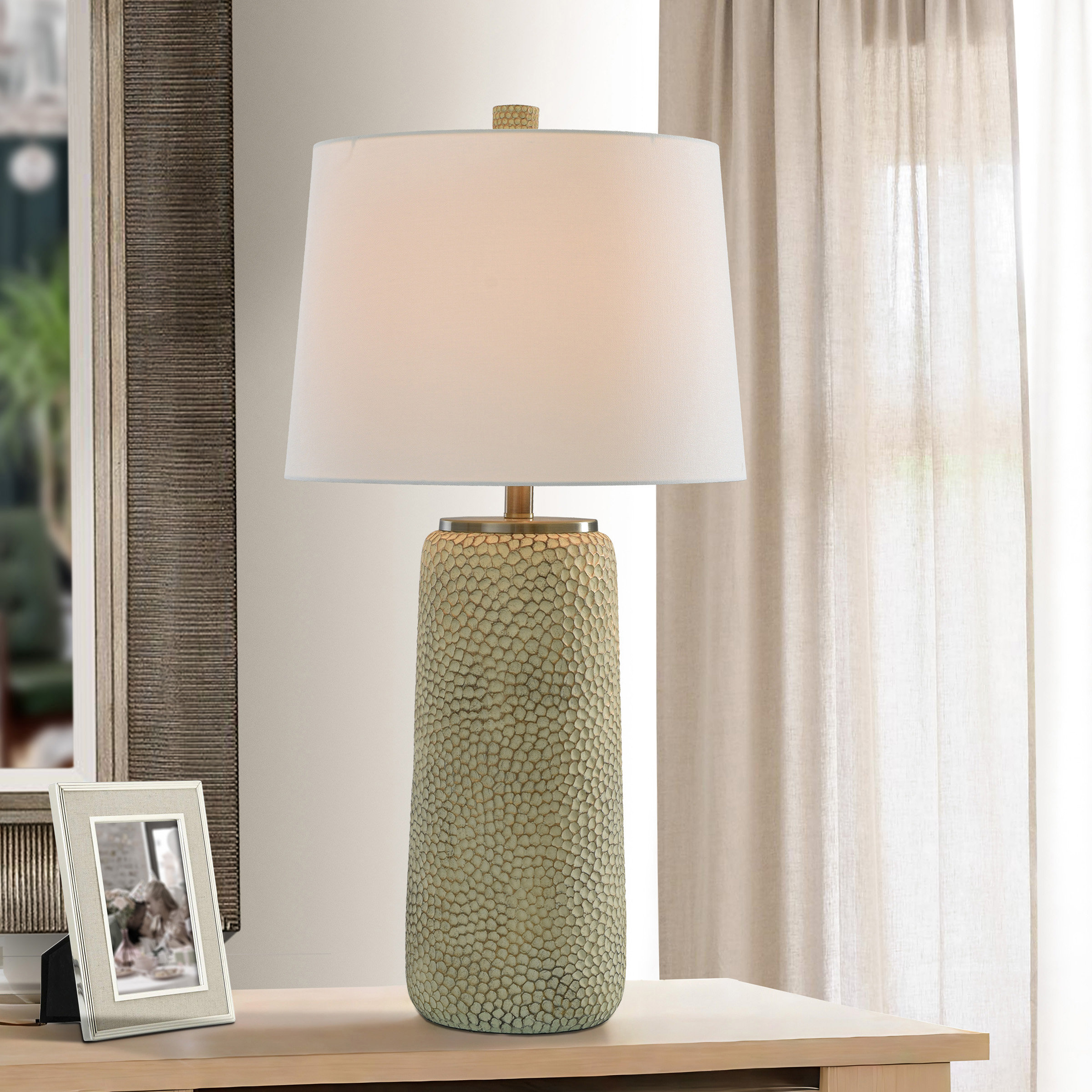 Lark Manor™ Domineek - Transitional Table Lamp - Off-White Shade | Wayfair