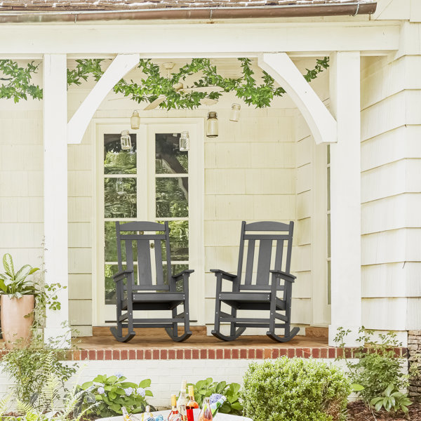 Red Barrel Studio® Chiemi Patio Rocking Chair Set Of 2 , HDPS Poly ...