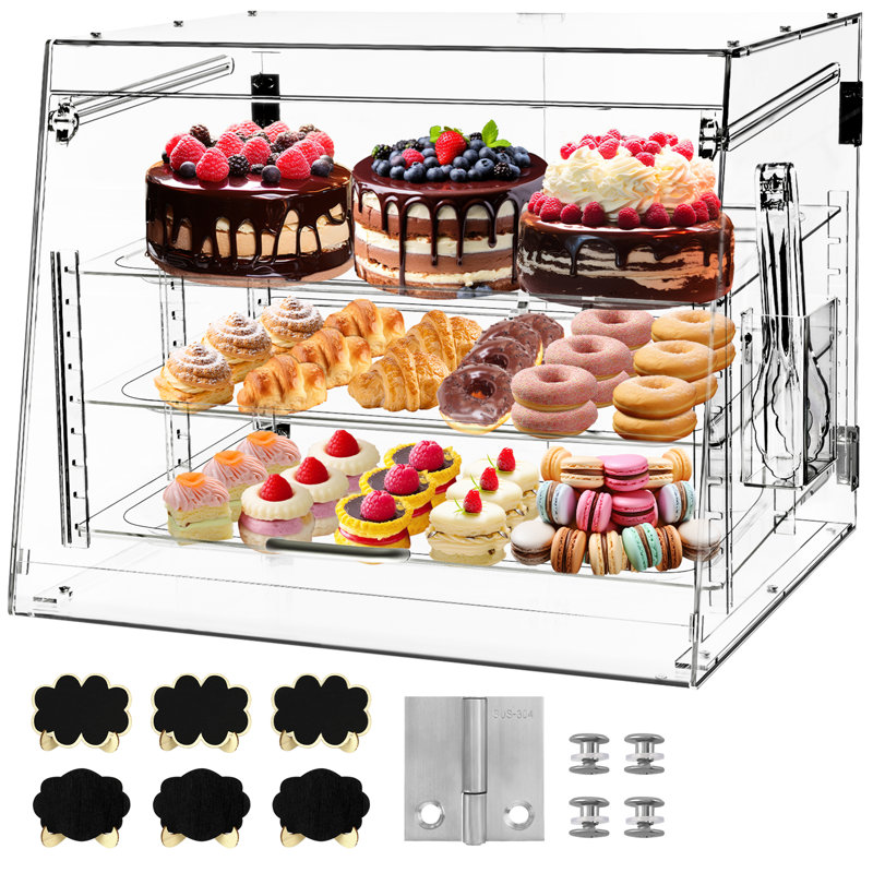 LIANQIAN 3-Tier Acrylic Pastry Display Case Adjustable Tray Countertop ...