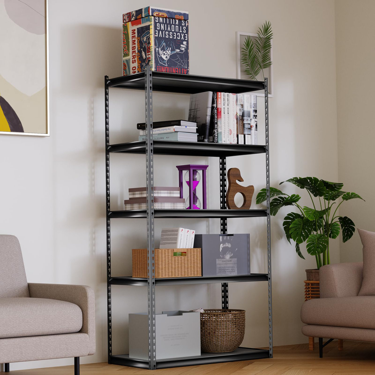 Rebrilliant Heavy Duty Garage Shelving, 5-Tier Metal Shelving Unit ...