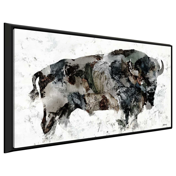 Loon Peak® Wood Bison - Floater Frame Graphic Art & Reviews | Wayfair