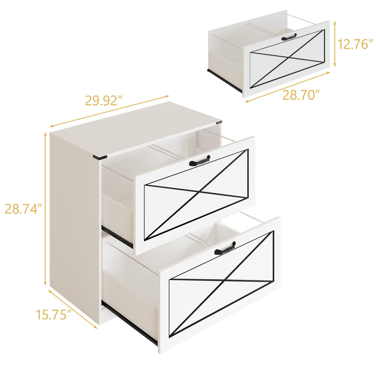 Gracie Oaks Farmhouse File Cabinet With 2 Drawers | Wayfair