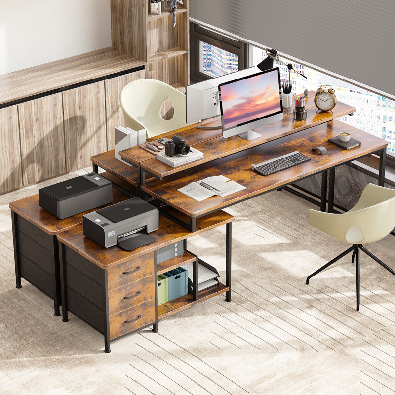 17 Stories L Shaped Desk With 3 Storage Drawers,reversible Writing Desk ...