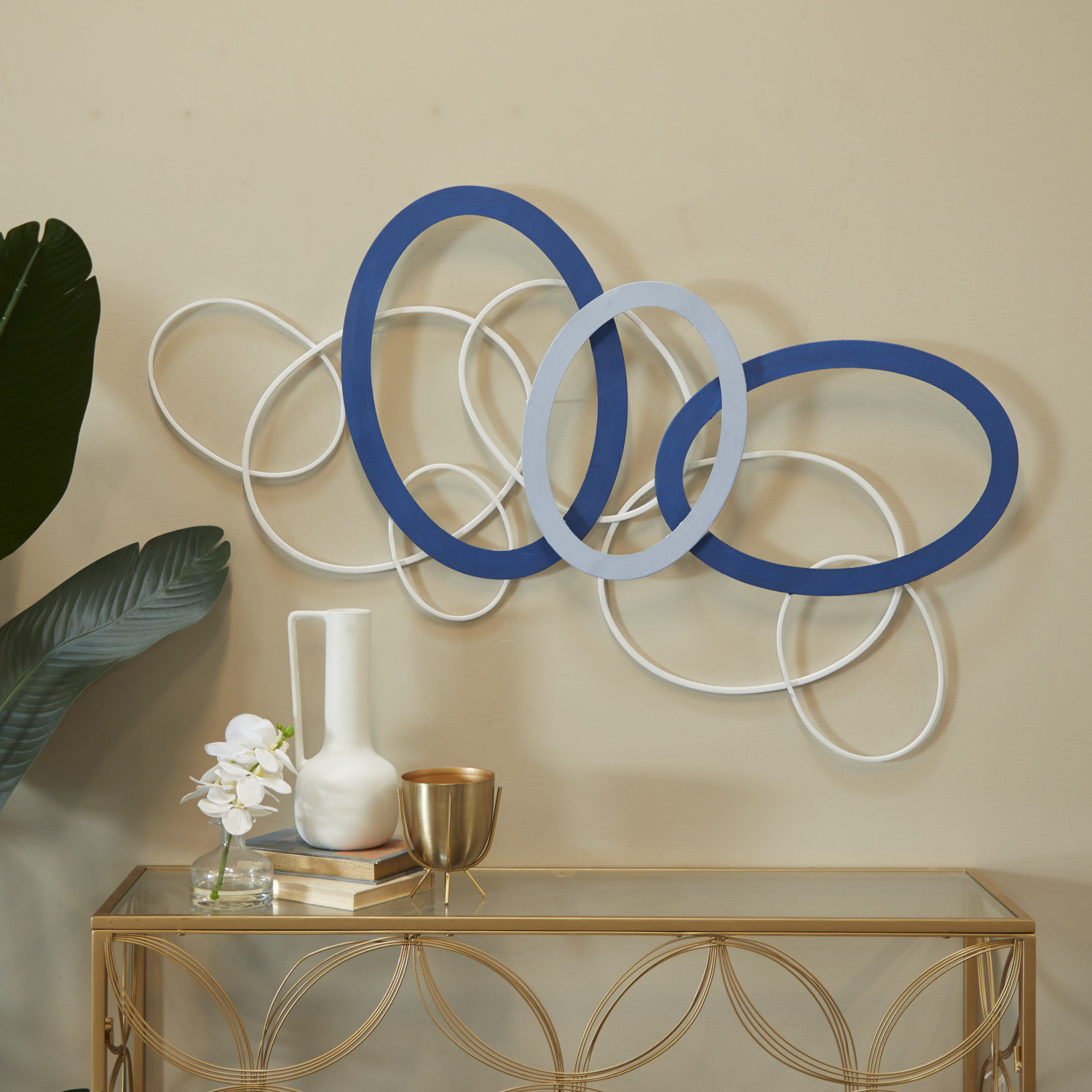 CosmoLiving by Cosmopolitan Metal Overlapping Oval Geometric Blue Wall ...