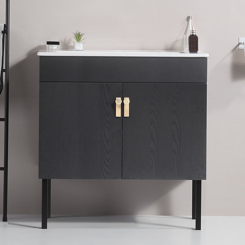 Wrought Studio™ Bathroom Vanity with Metal Leg,with Ceramic Basin and ...
