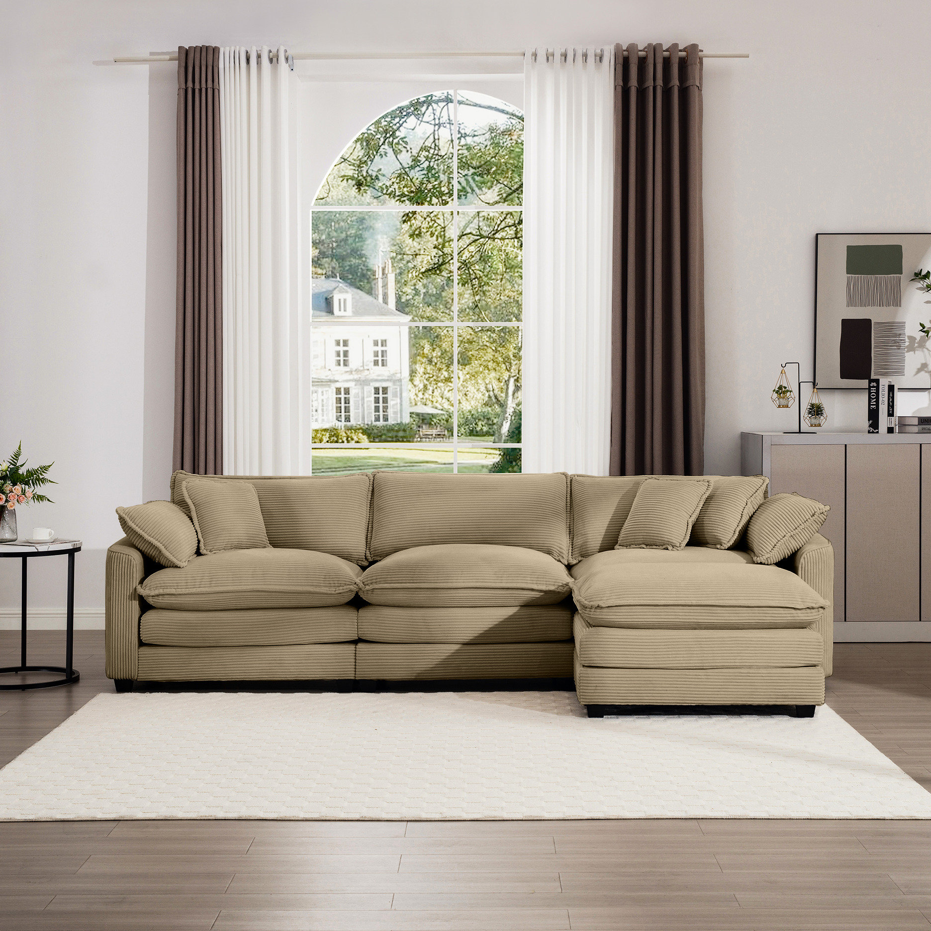 Latitude Run® Tan Corduroy For Living Rooms With Footrest - Provide ...