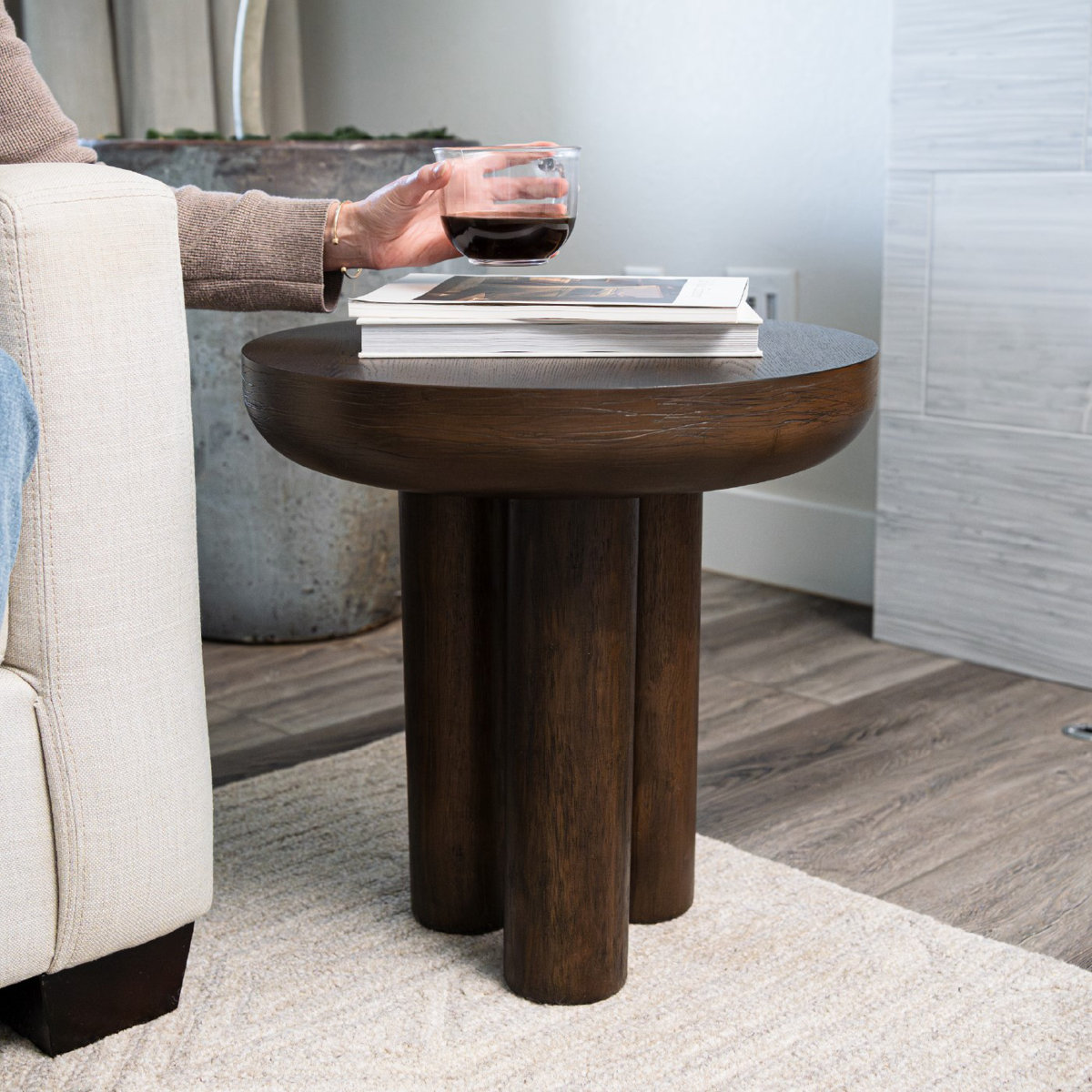 Maven Lane Owen Wooden Side Table, 19" Round Accent Table | Wayfair