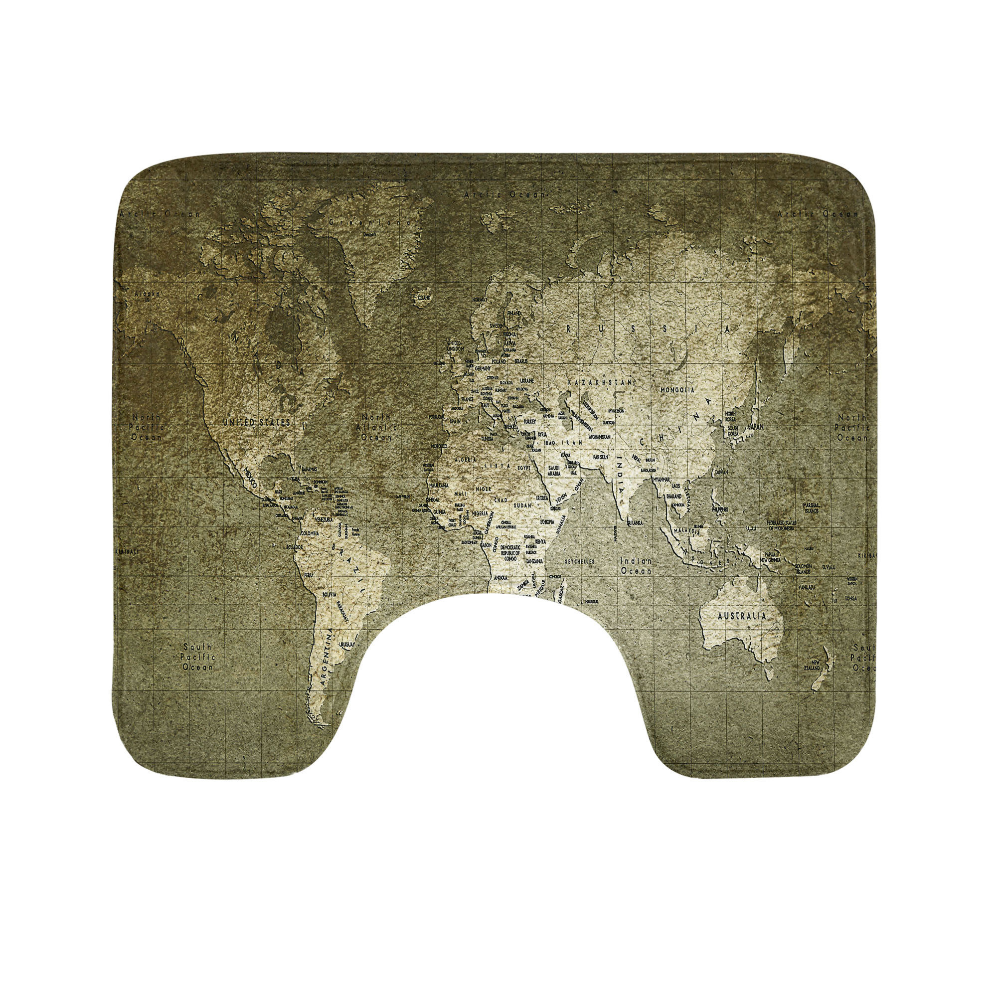 East Urban Home Map Toilet Mat U-Shape Bathroom Rug 20" Army Green ...