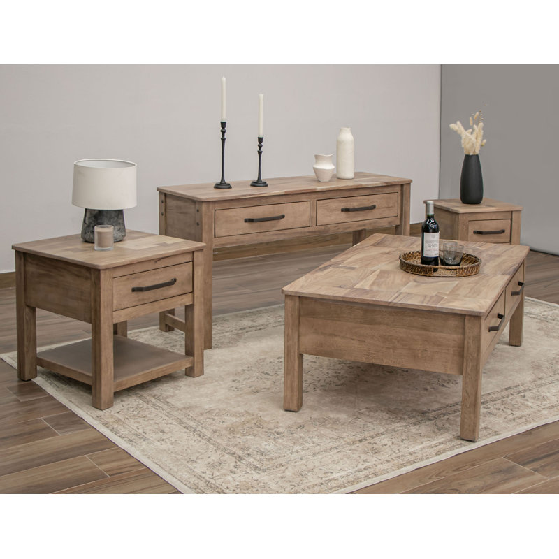 International Furniture Direct Natural Parota 1 Drawer, End Table | Wayfair