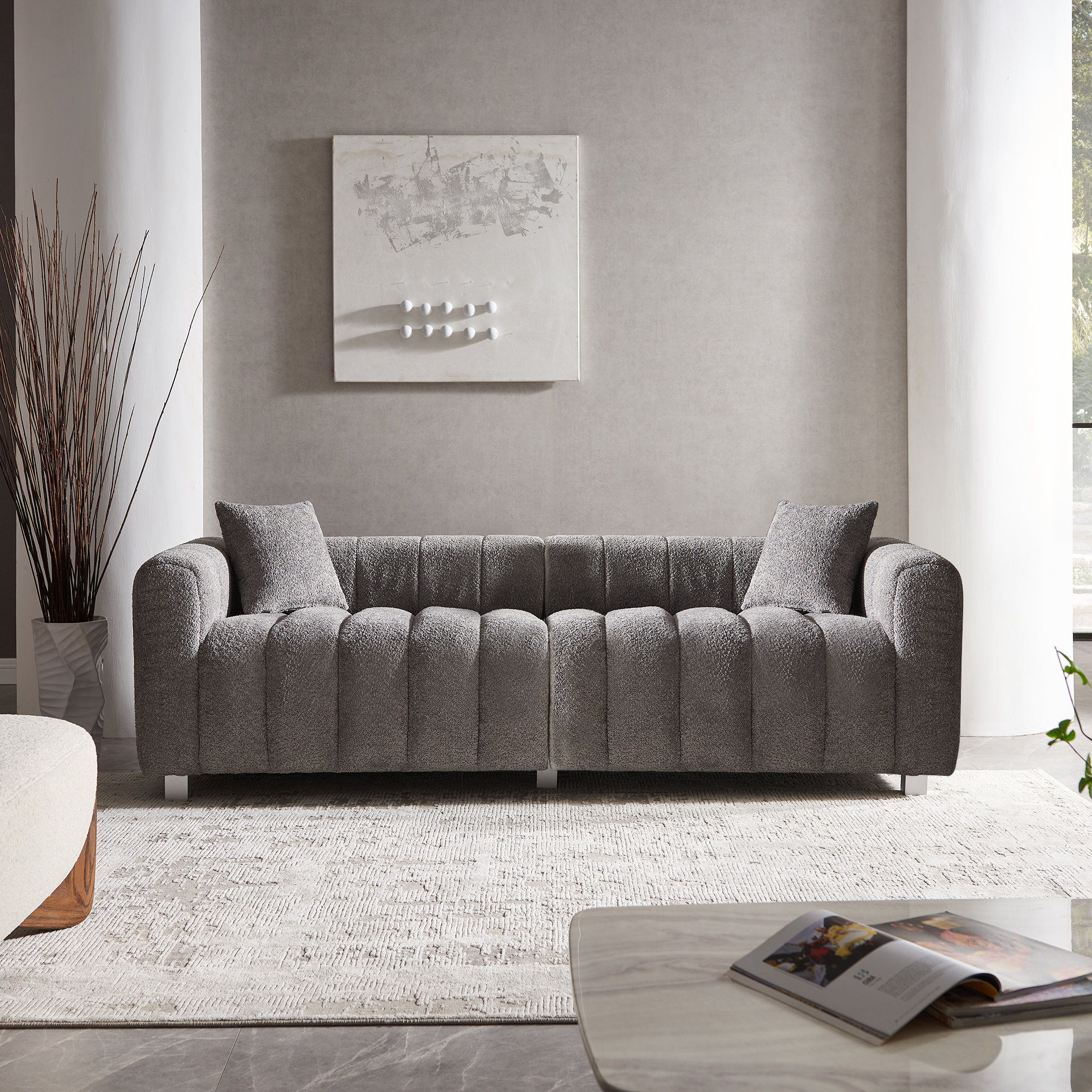 Mercer41 87.4'' Premium Velvet Sofa 3-Seater Loveseat, Modern ...