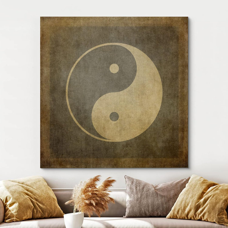 IDEA4WALL Brown Tan Grunge Chinese Yin Yang Symbol Historic Culturals ...