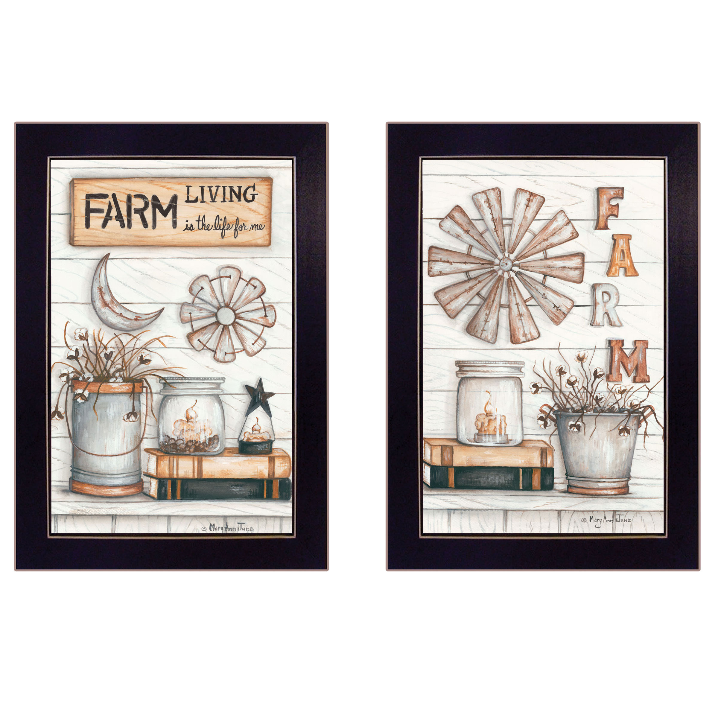 August Grove® Farm Living 2-Piece Vignette Framed Wall Art for Living ...