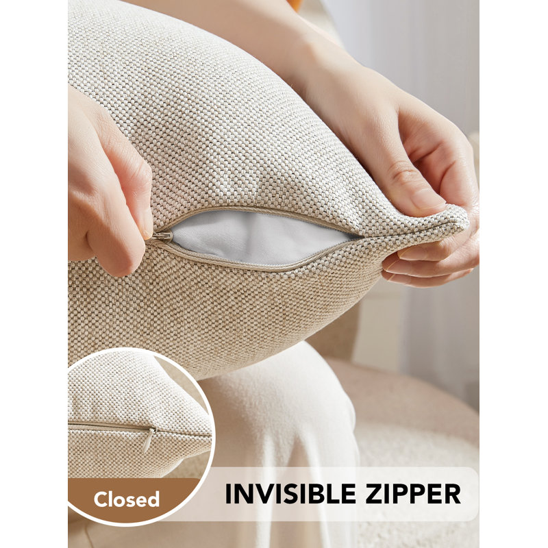 Deconovo Decorative Solid Pillow Covers with Leather Label (Set of 2 ...