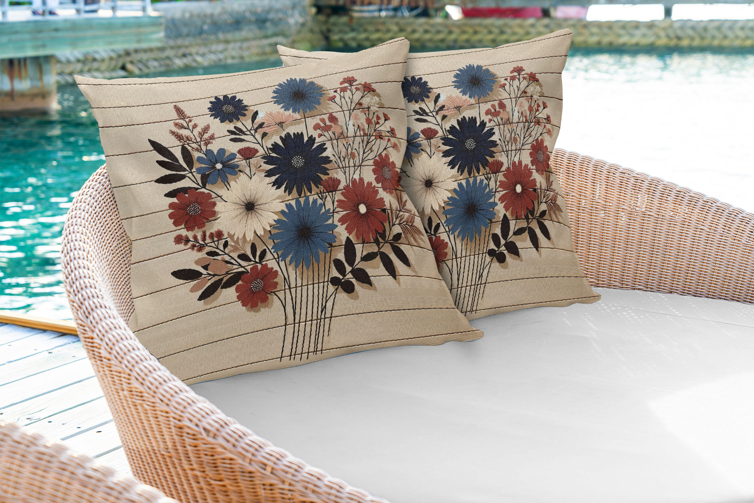 Ambesonne Rustic Pillow Covers 2 Pack Night Blue Ruby and Champagne ...