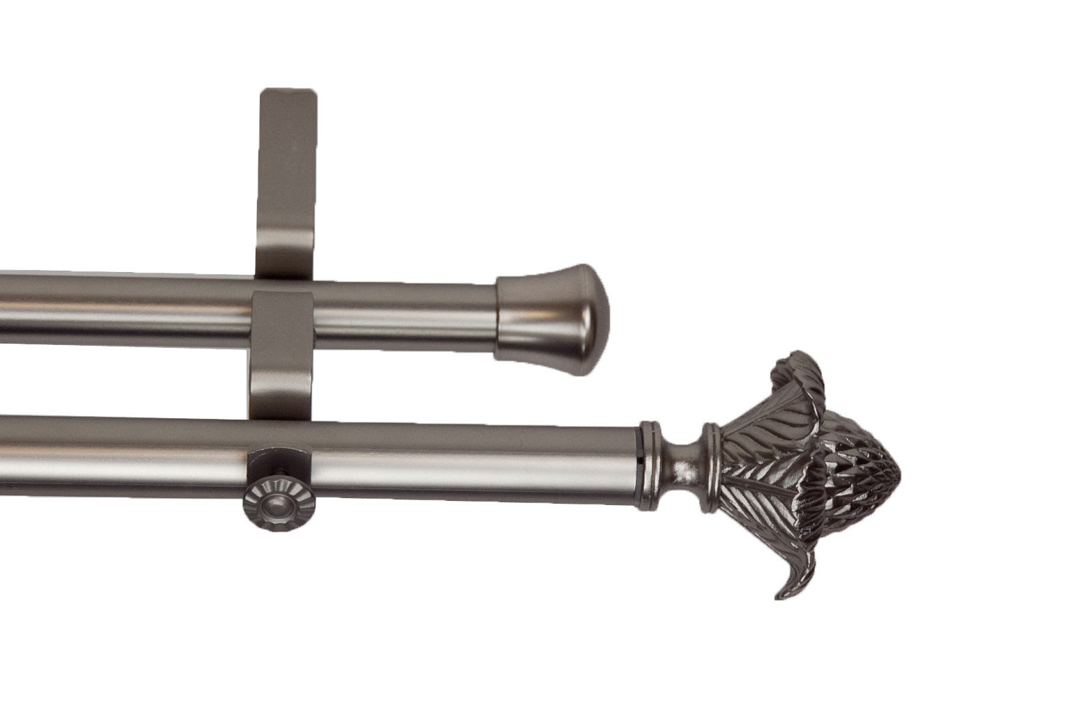 Astoria Grand Mcfaddin Satin Nickel Adjustable Double Curtain Rod ...